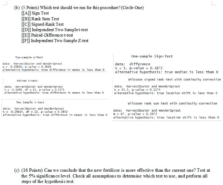 SOLVED: (5 Points) Which test should we mun for tis procedure? (Circle ...