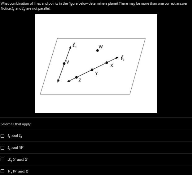 what combination of lines and points in the figure below determine a ...