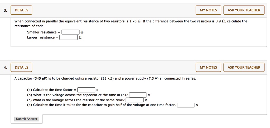 SOLVED:DETAILS MY NOTES ASK YOUR TEACHER When connected in parallel the ... SOLVED:DETAILS MY NOTES ASK YOUR TEACHER When connected in parallel the ...