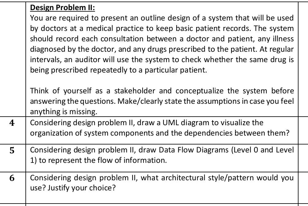 Subject: Software Design and Architecture Note: Please draw all the asked UML diagrams and write ...