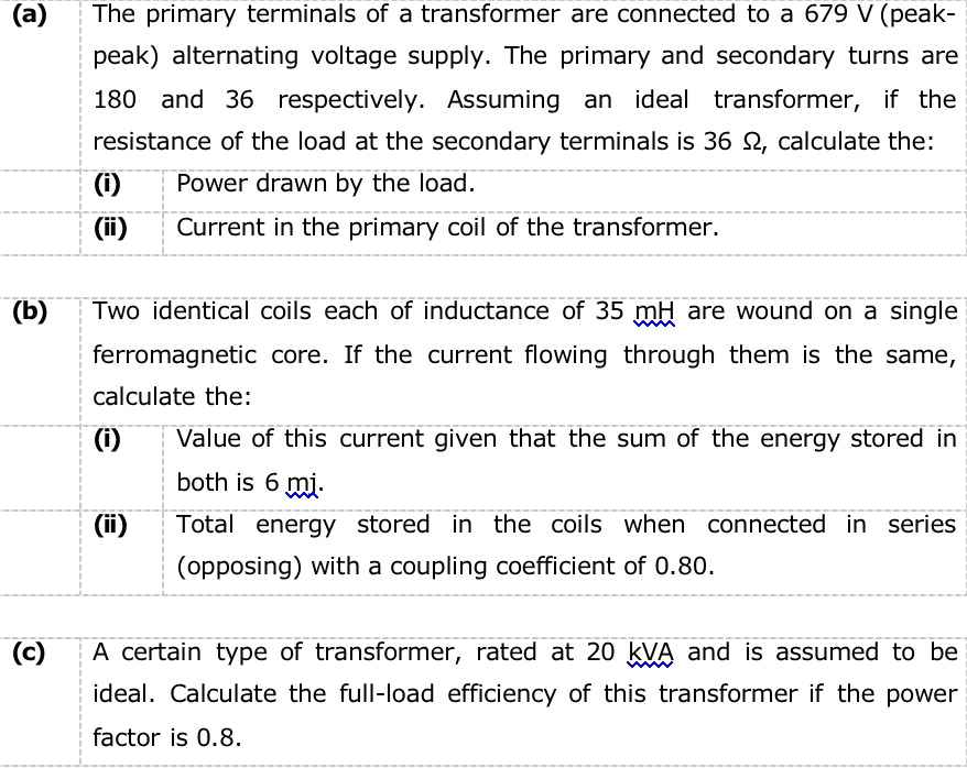 SOLVED: (a) The primary terminals of a transformer are connected to a ...