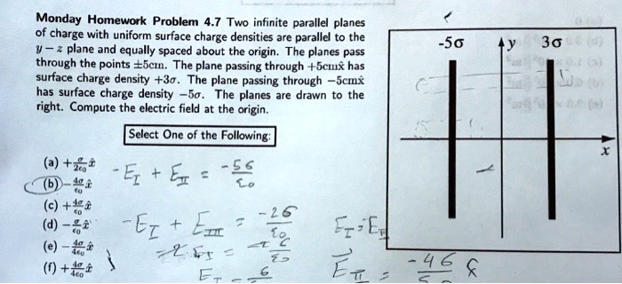 SOLVED: Monday Homework Problem 4.7: Two infinite parallel planes charged with uniform surface ...