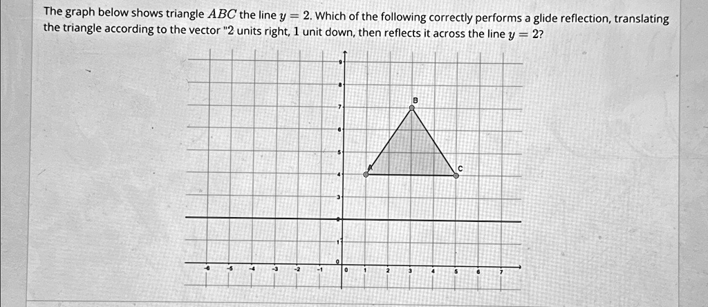 SOLVED: The graph below shows triangle ABC the line y=2. Which of the ...