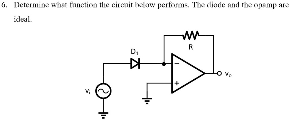 6. Determine what function the circuit below performs. The diode and the opamp are ideal.