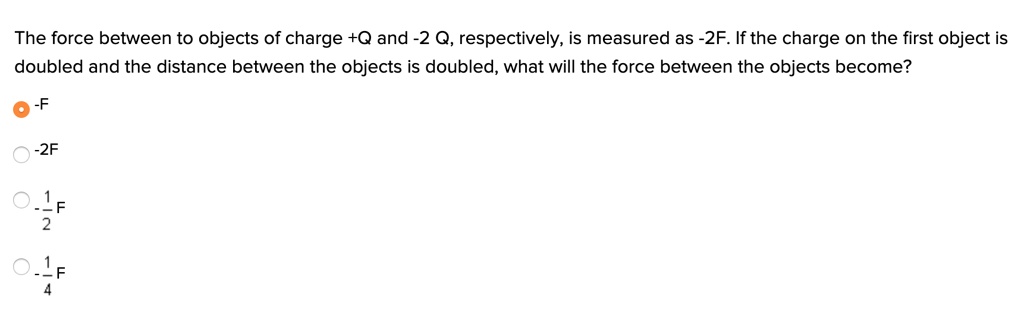 Solved The Force Between To Objects Of Charge Q And 2 Q Respectively