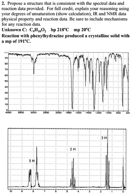 SOLVED: 2. Propose structure that is consistent with the spectral data and reaction data ...