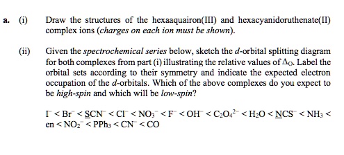 draw the structures of the hexaaquaironiii nd hexacyanidoruthenatci ...