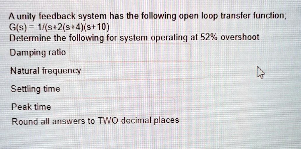 Solved A Unity Feedback System Has The Following Open Loop Transfer 2949