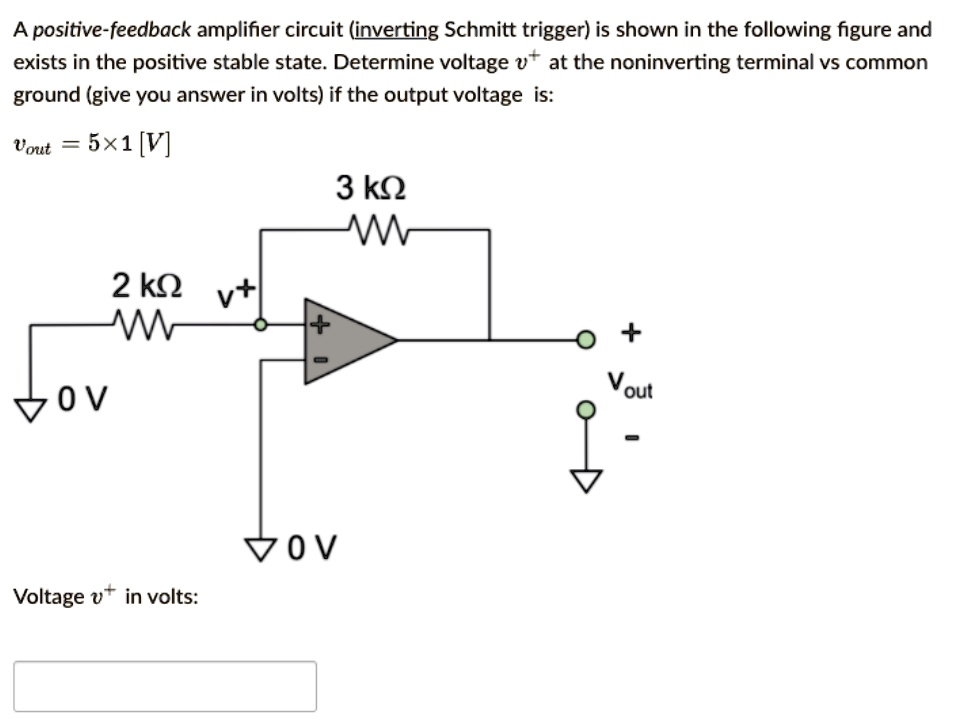 a positive feedback amplifier circuit inverting schmitt trigger is shown in the following figure ...