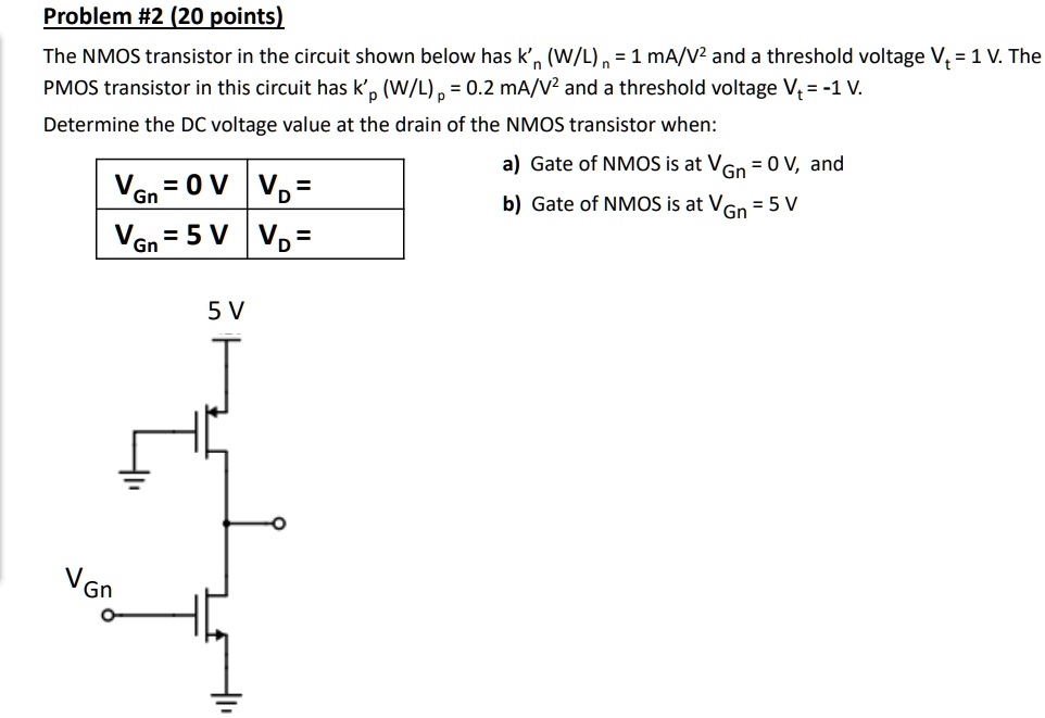 Solved Problem 2 20 Points The Nmos Transistor In The Circuit Shown