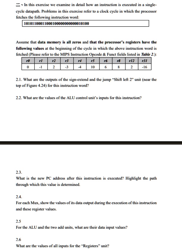 in this exercise we examine in detail how an instruction is executed in a single cycle datapath ...