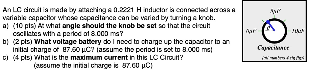 an lc circuit is made by attaching a 02221 h inductor is connected ...