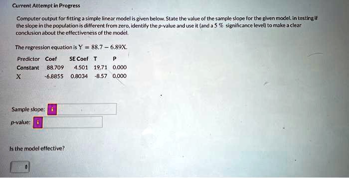 current attemet in progress computer outputfor fitting a simple linear ...