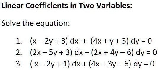 SOLVED: Linear Coefficients in Two Variables: Solve the equation: 1 (x ...