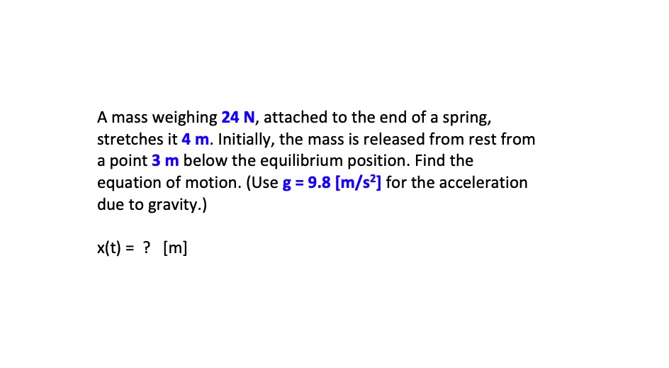 Solved A Mass Weighing 24 N Attached To The End Of A Spring