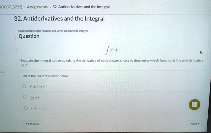 32. Antiderivatives and the Integral Understand integral notation and ...