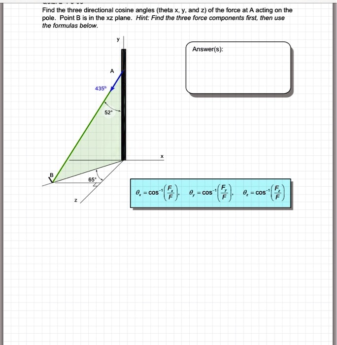 SOLVED: Find the three directional cosine angles (theta x, Y, and 2) of ...