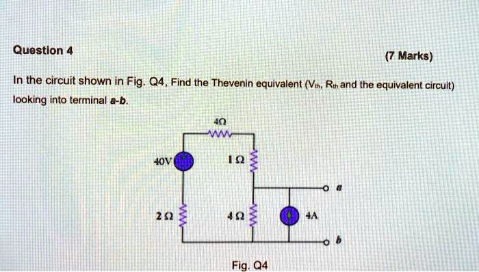 SOLVED: In the circuit shown in Fig: Q4, find the Thevenin equivalent (Vth and the equivalent ...