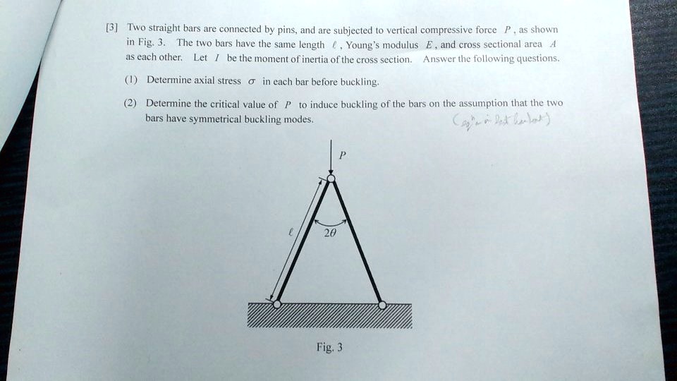 SOLVED: Two straight bars are connected by pins and are subjected to a ...