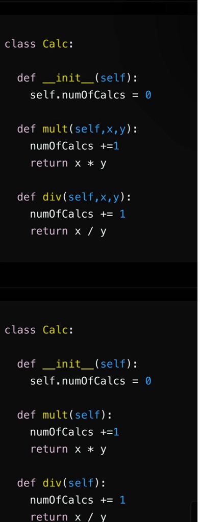 Solved The Correct Answer Is Class Calc Def Initself Self 1100