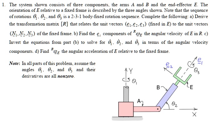 The system shown consists of three components, the arms A and B and the ...