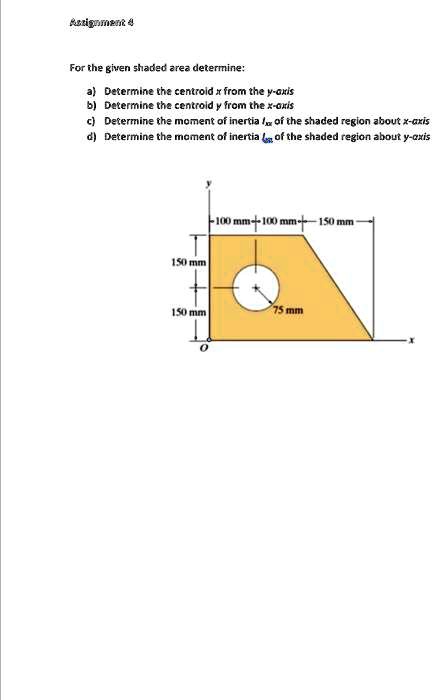 SOLVED: Assignment For the given shaded area, determine: a) Determine the centroid x from the y ...