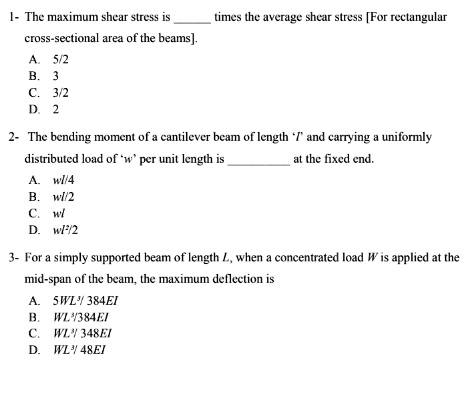 SOLVED: The maximum shear stress is times the average shear stress [For ...
