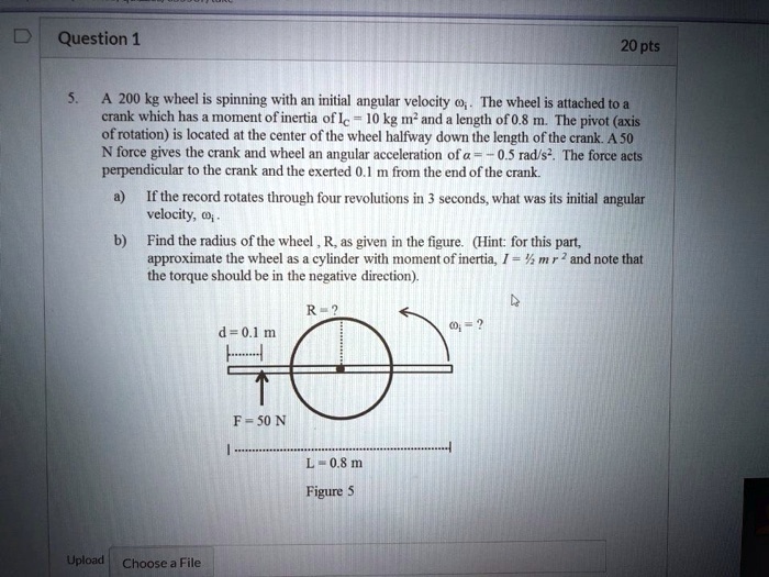 SOLVED: A 200 kg wheel is spinning with an initial angular velocity of 0. The wheel is attached ...