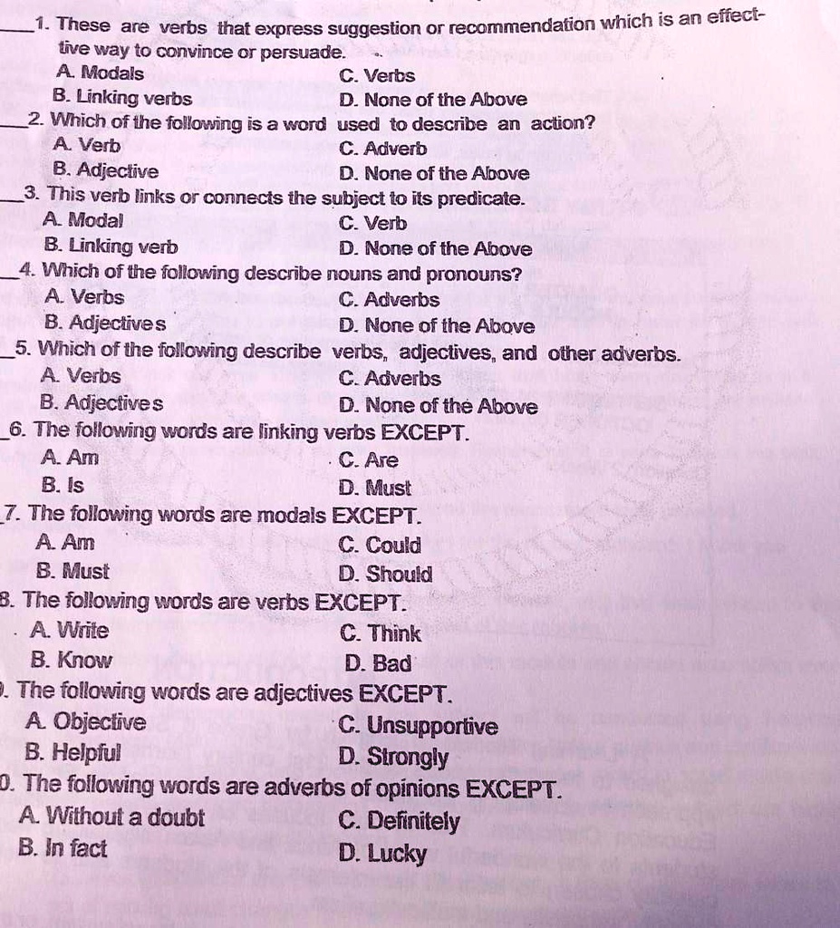 pa sagot po un tama po sana 1 these are verbs that express suggestion ...