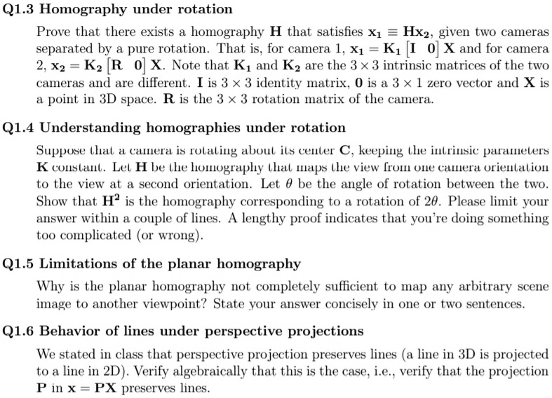 q13 homography under rotation prove that there exists homography h that ...