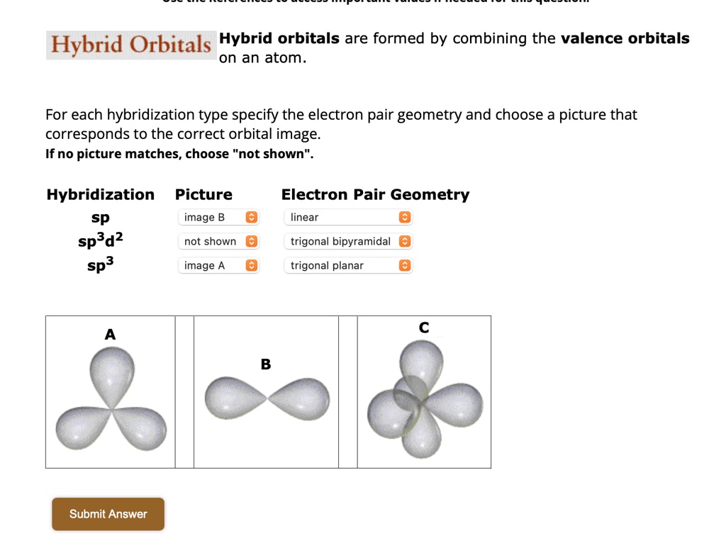SOLVED: on an atom. For each hybridization type specify the electron ...