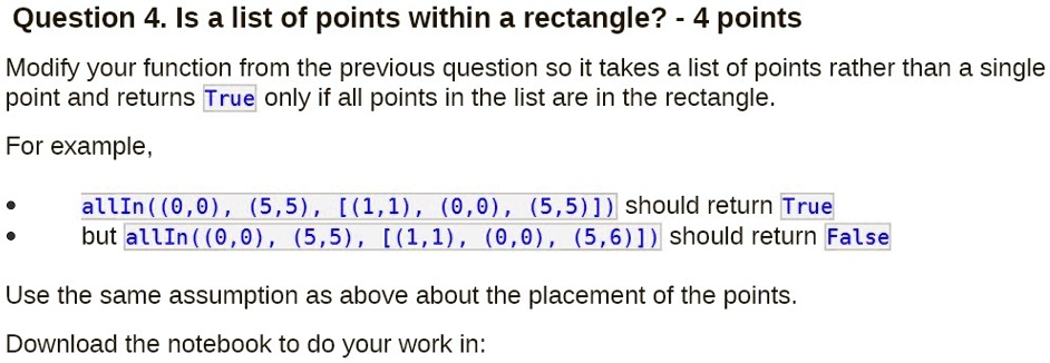 Question 4. Is a list of points within a rectangle? - 4 points Modify ...