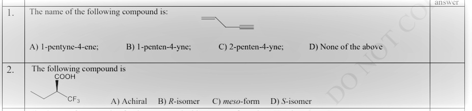 SOLVED: unSl The name of the following compound is: D) None of the ...