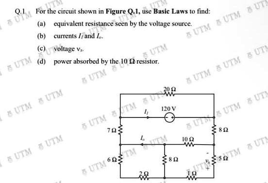 for the circuit shown in figure q1 use basic laws to find q1 a equivalent resistance scen by the ...