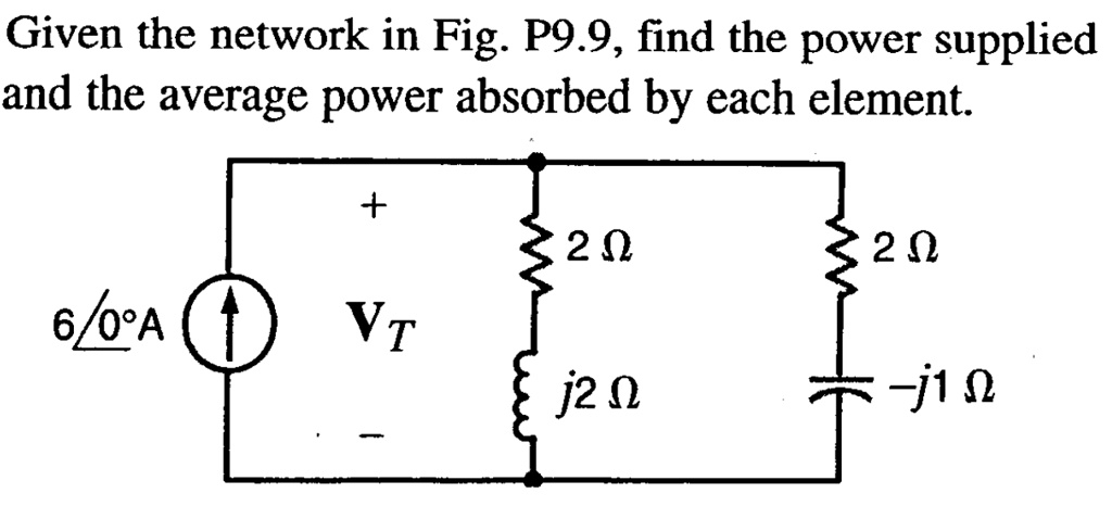 SOLVED: Given the network in Fig. P9.9, find the power supplied and the average power absorbed ...