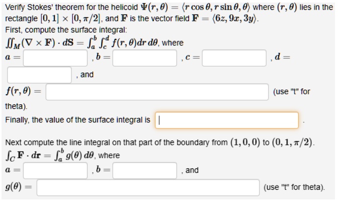 SOLVED: Verify Stokes' theorem for the helicoid r = rcosrsin where r ...