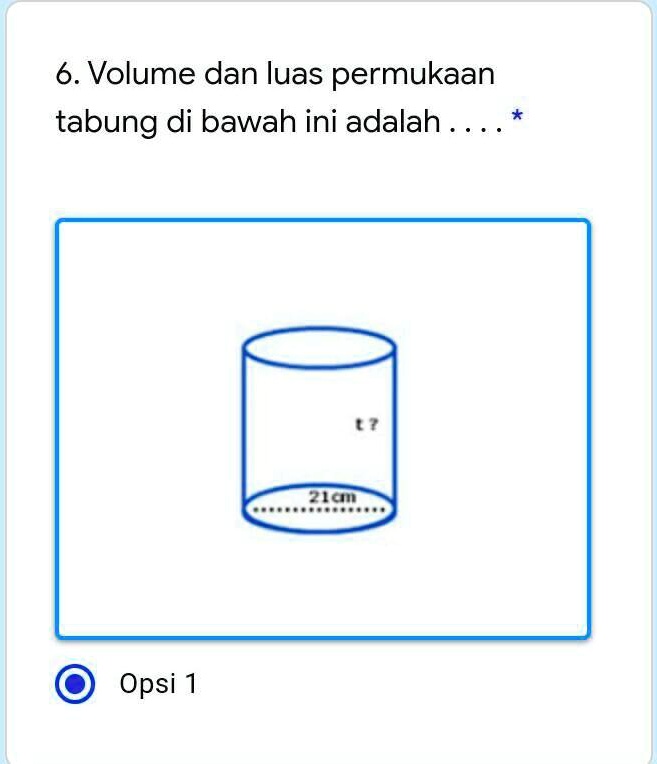 SOLVED: Volume dan luas permukaan tabung di bawah ini adalah ...