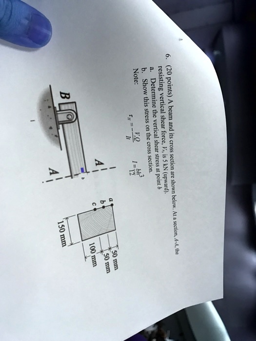 6. (20 points) A beam and its cross section are shown below. At a ...