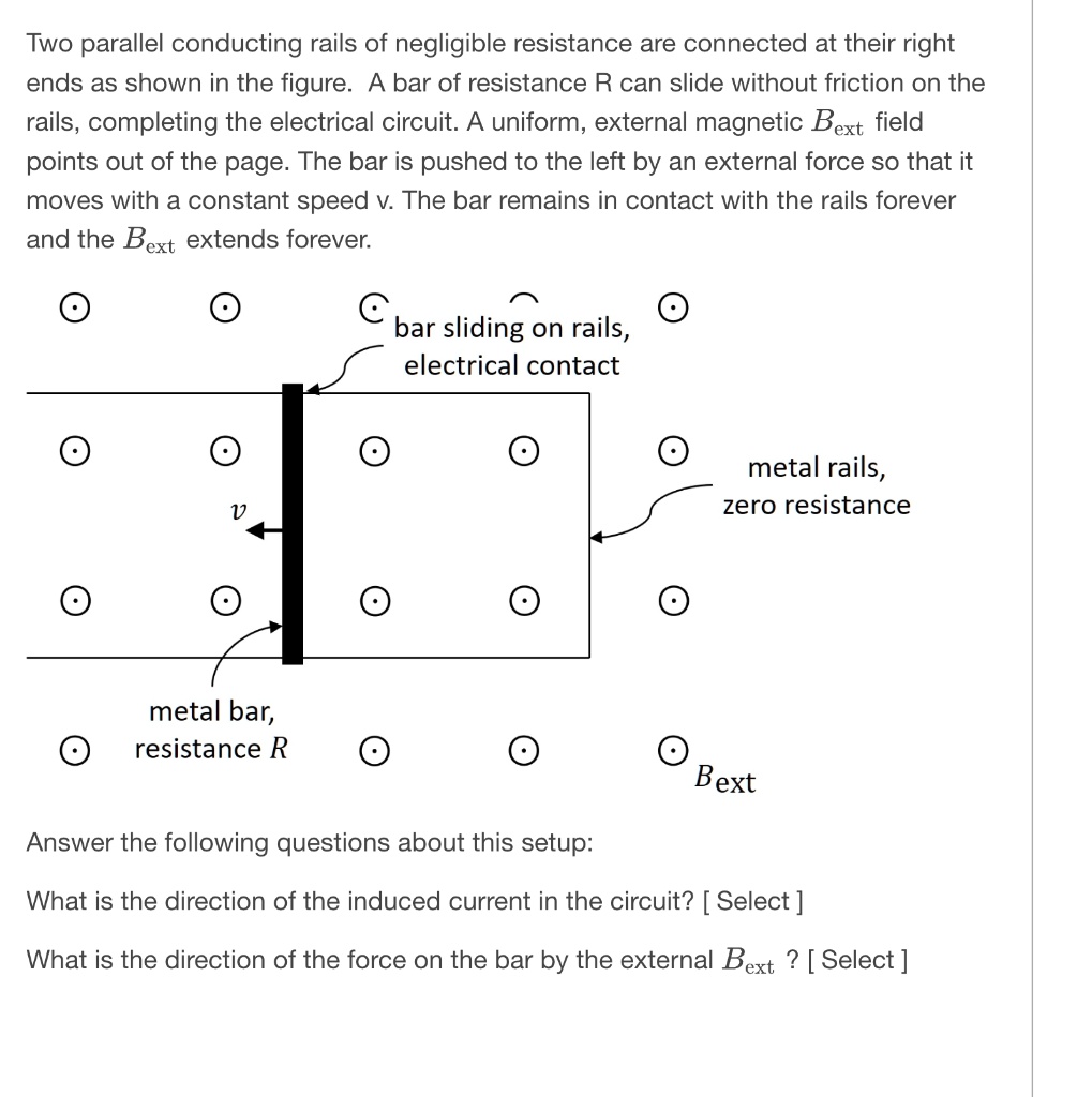 Two parallel conducting rails of negligible resistance are connected at their right ends as ...