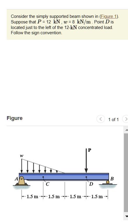 Consider the simply supported beam shown in (Figure 1). Suppose that P = 12 kN, w = 8 kN/m ...