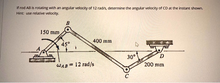 If rod AB is rotating with an angular velocity of 12 rad/s, determine the angular velocity of CD ...