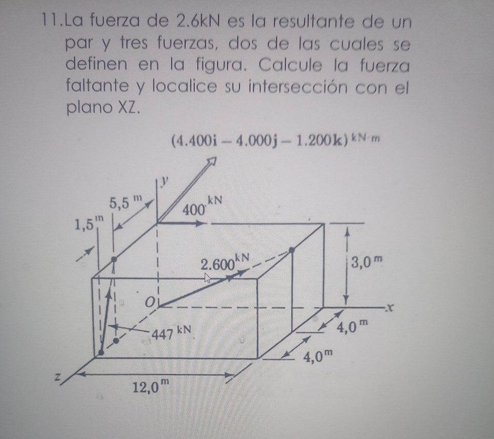 11 la fuerza de 26 kn es la resultante de un par y tres fuerzas dos de ...