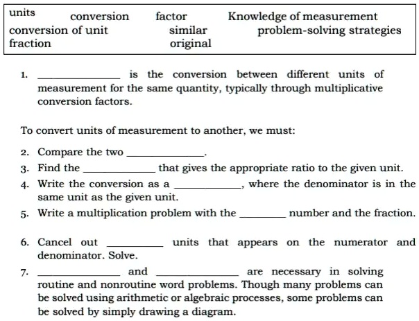 SOLVED: The conversion between different units of measurement for the same quantity is typically ...