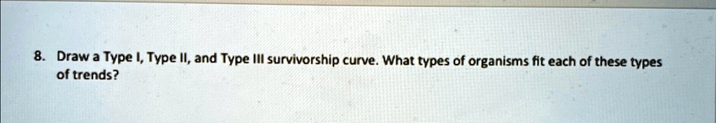 8. Draw a Type I, Type II, and Type III survivorship curve. What types ...