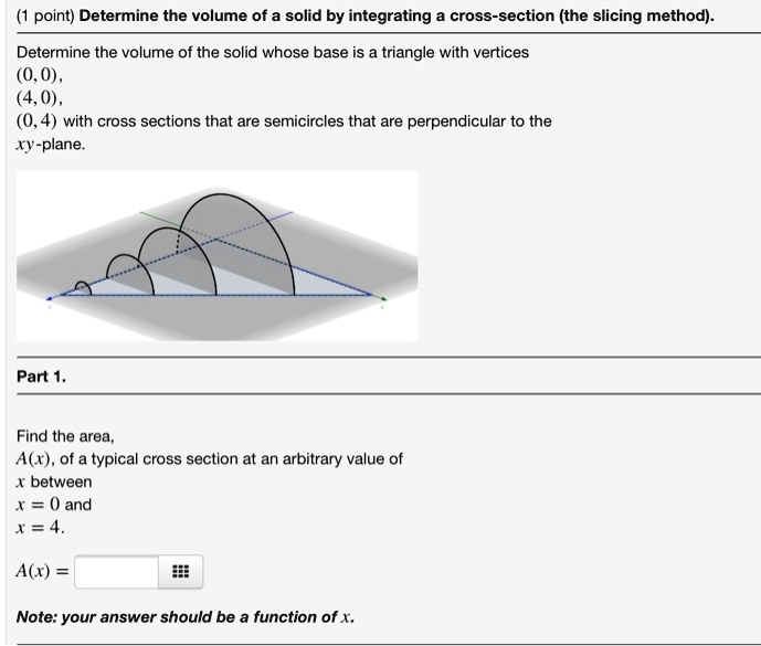 Solved Point Determine The Volume Of Solid By Integrating Cross Section The Slicing Method