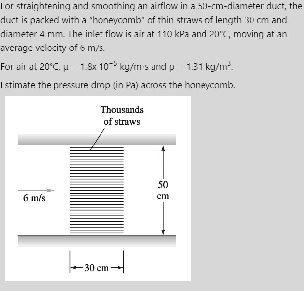 For straightening and smoothing an airflow in a 50-cm-diameter duct ...