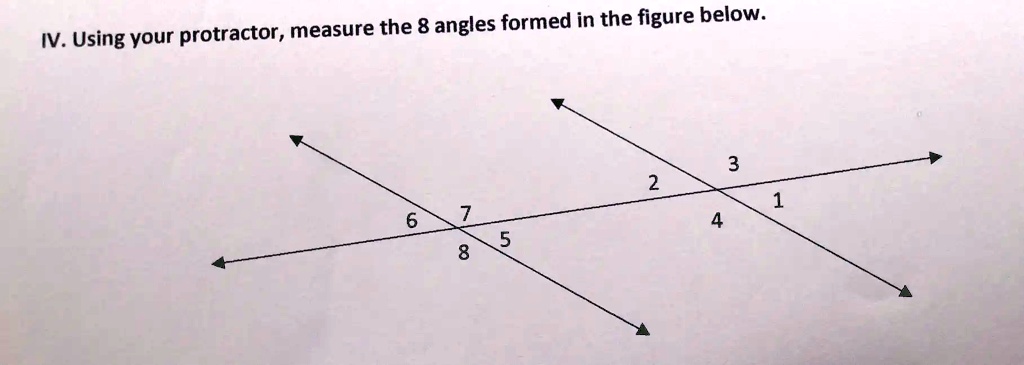 Solved Iv Using Your Protractor Measure The 8 Angles Formed In The