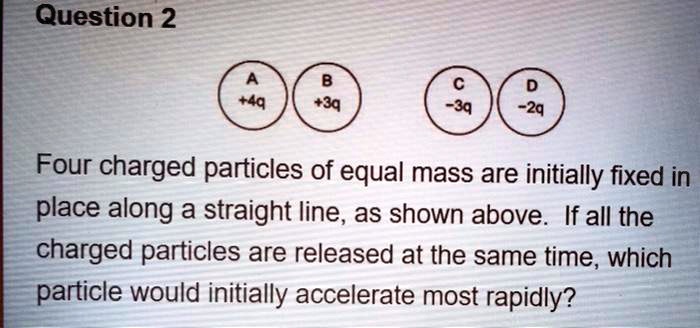 Question 2 A B C D +4q +3q -3q -2q Four charged particles of equal mass are initially fixed in ...