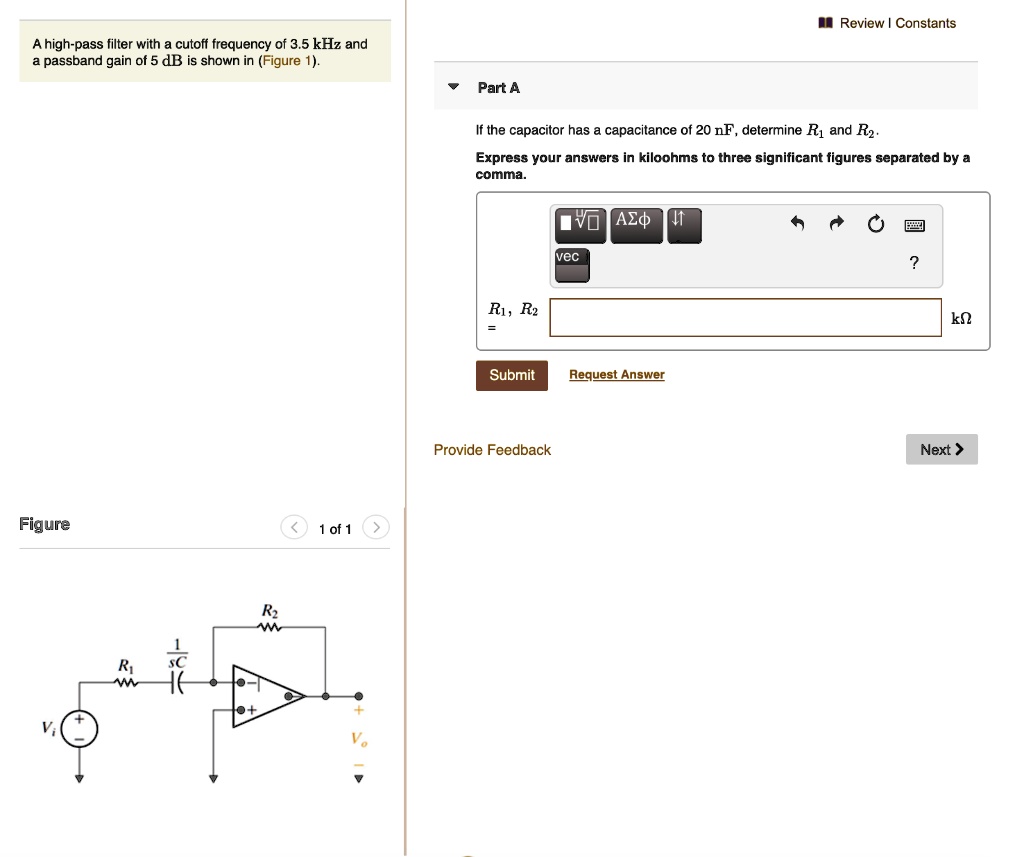 A high-pass filter with a cutoff frequency of 3.5 kHz and a passband ...