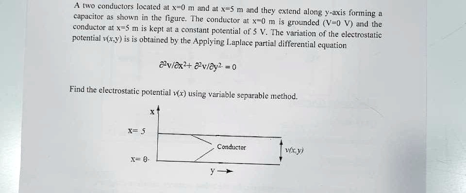 SOLVED: Texts: Two conductors are located at x = 0 m and at x = 5 m ...